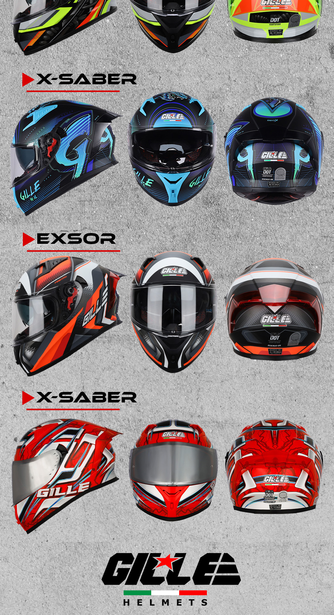 Gille Helmet 135 GTS V1 SLIFER Motorcycle Helmet Full Face Dual Visor ...