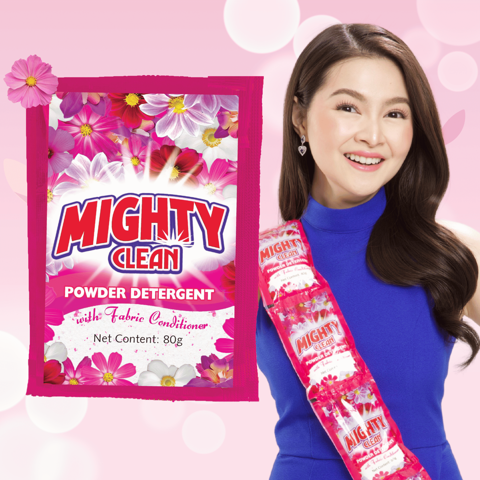 Mighty Clean Detergent Powder Floral Blossom - Powder (Pink) - 80 GRAMS ...
