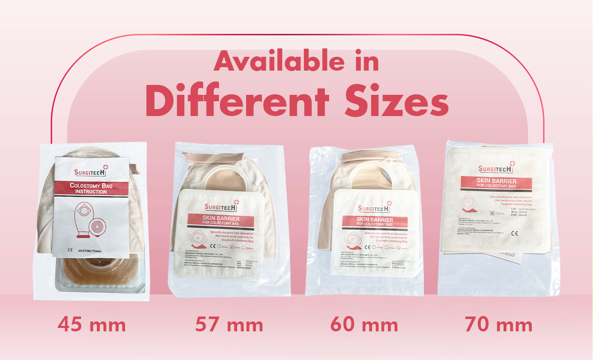 Surgitech Disposable Colostomy Bag 70mm - Stomach Bag for Secure and ...