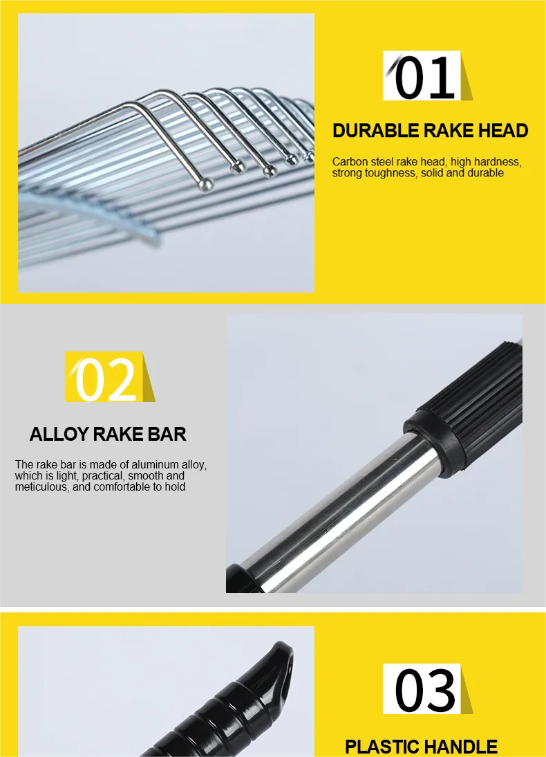 Telescopic Rake Garden Leaf Rake Cleaning Leaves Rake Expandable Handle ...