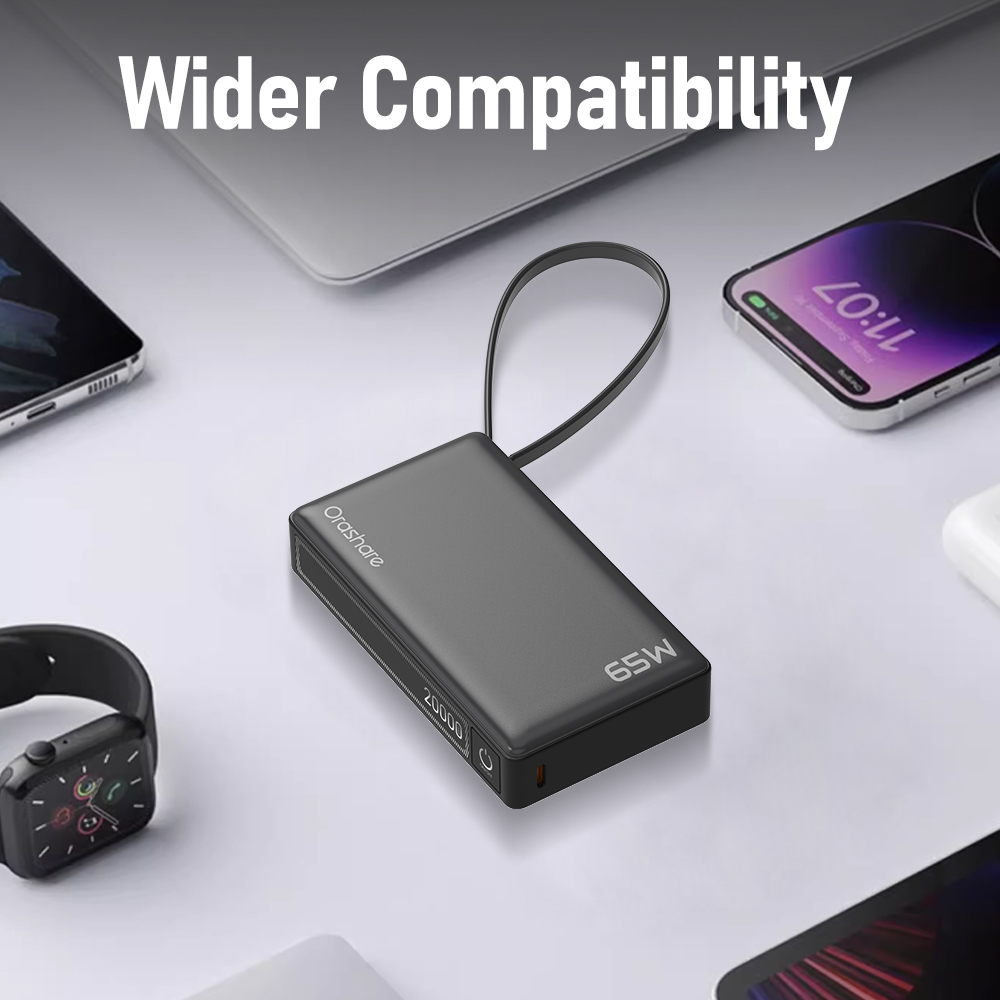 Orashare PLC265 65W 20000MAH Powerbank With Built-in Cable | Shopee ...