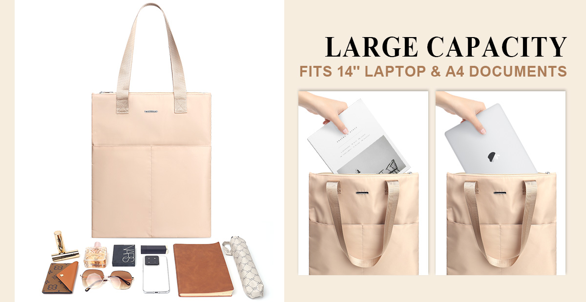 MICHAELA Re-Nylon Tote Bag Spacious for 13'' Laptop Folder Zip Totes ...