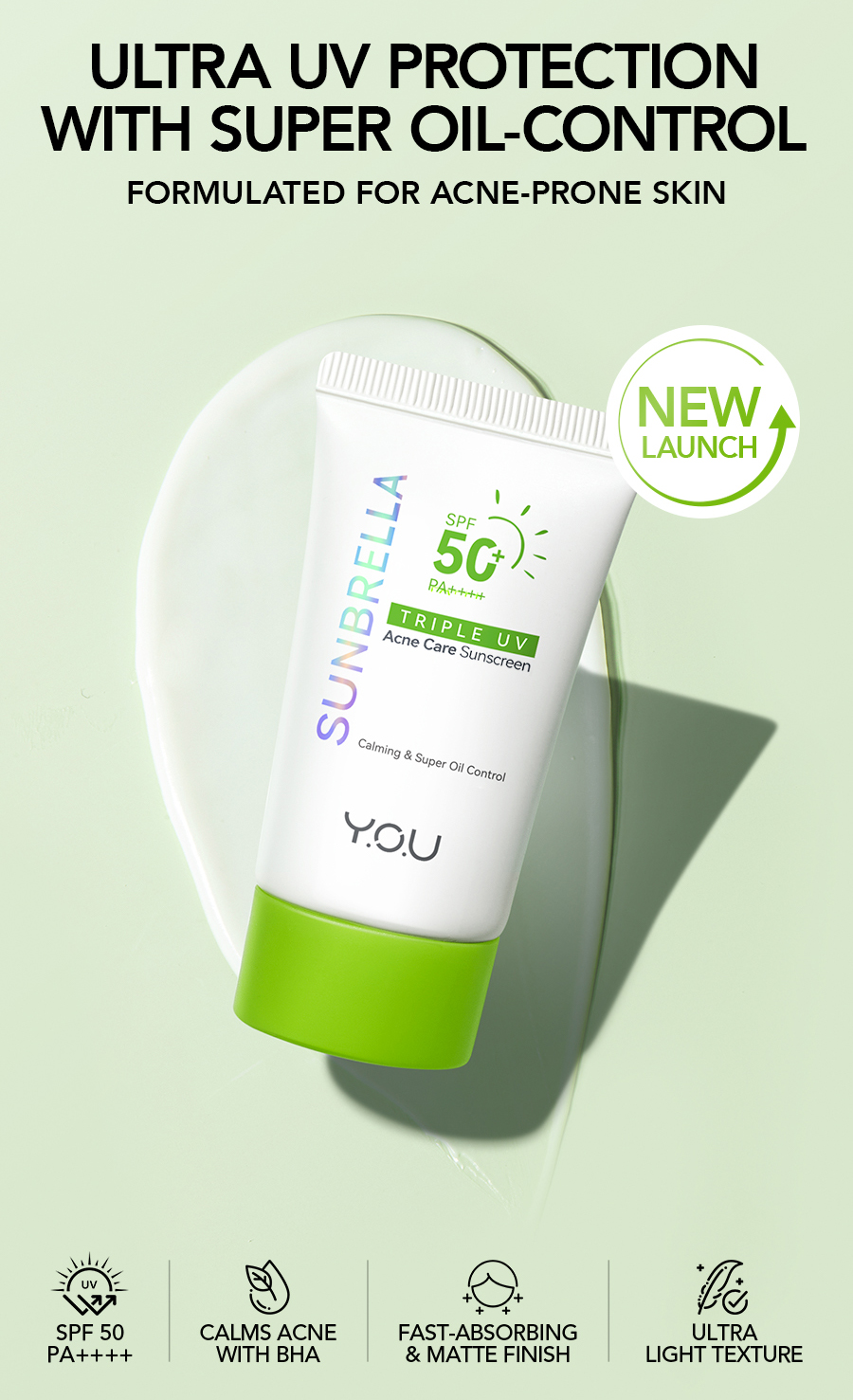 Y.O.U Sunbrella Triple UV Acne Care Sunscreen Serum SPF50+ PA ...