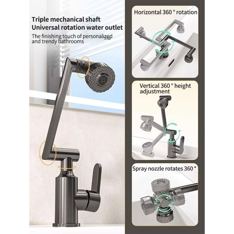 Stainless Faucet 1080 ° Rotating Faucet Lavatory Faucet 2 mode High ...