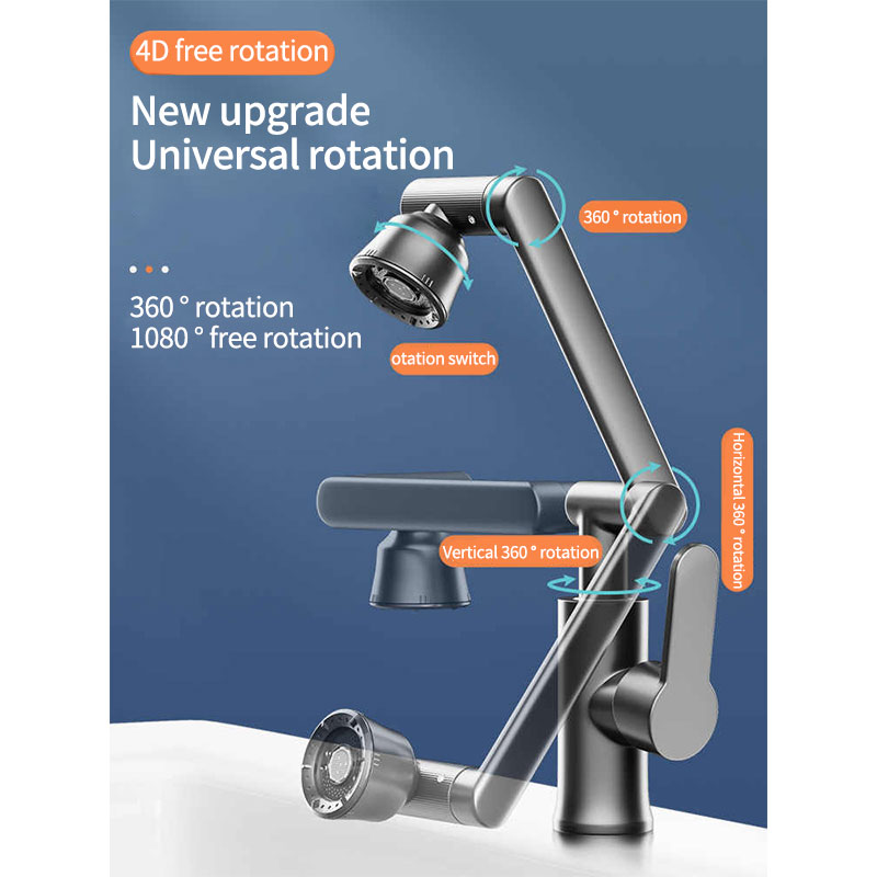 Stainless Faucet 1080 ° Rotating Faucet Lavatory Faucet 2 mode High ...