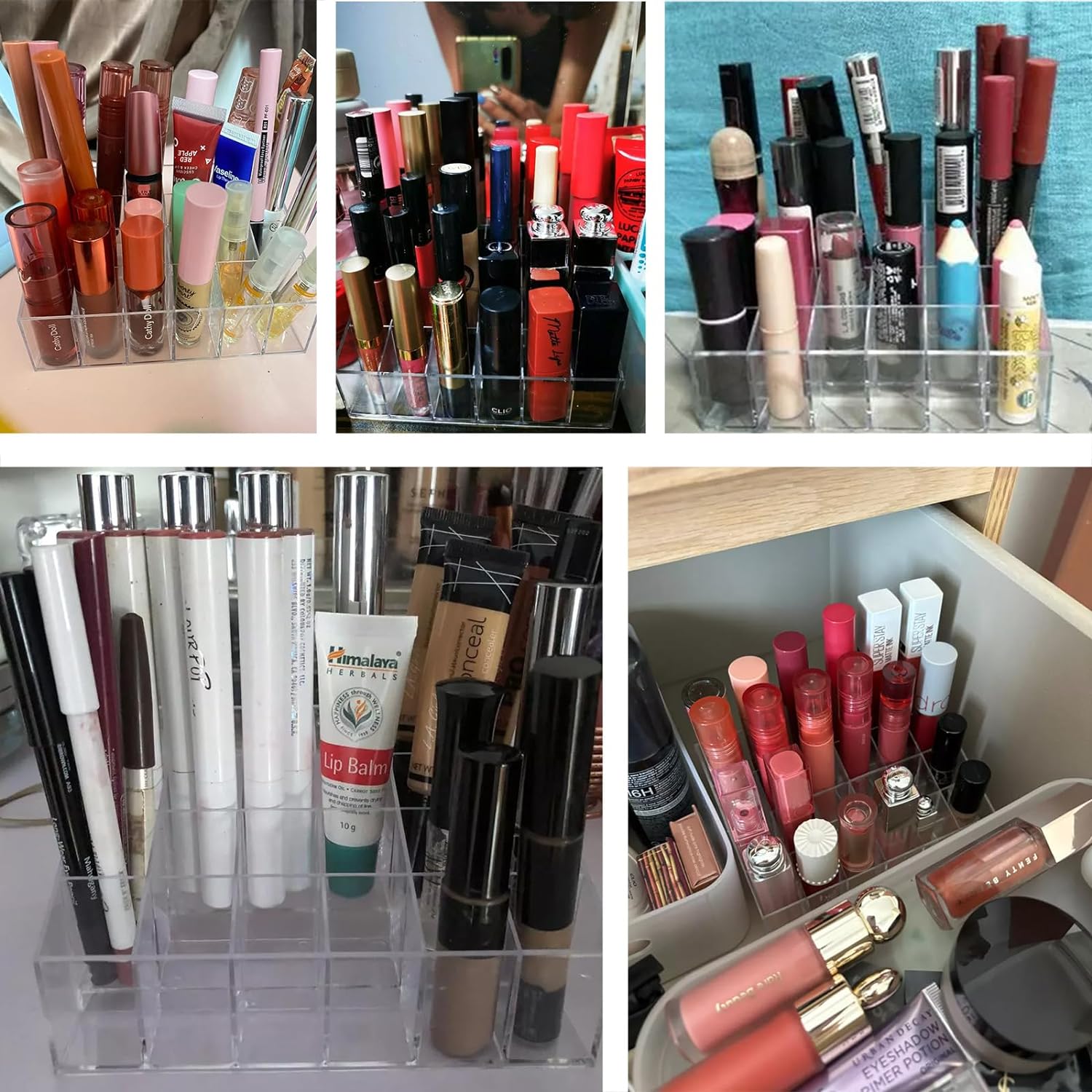 24 Slot Acrylic Lipstick Makeup Organizer & Stackable Stand | Shopee ...