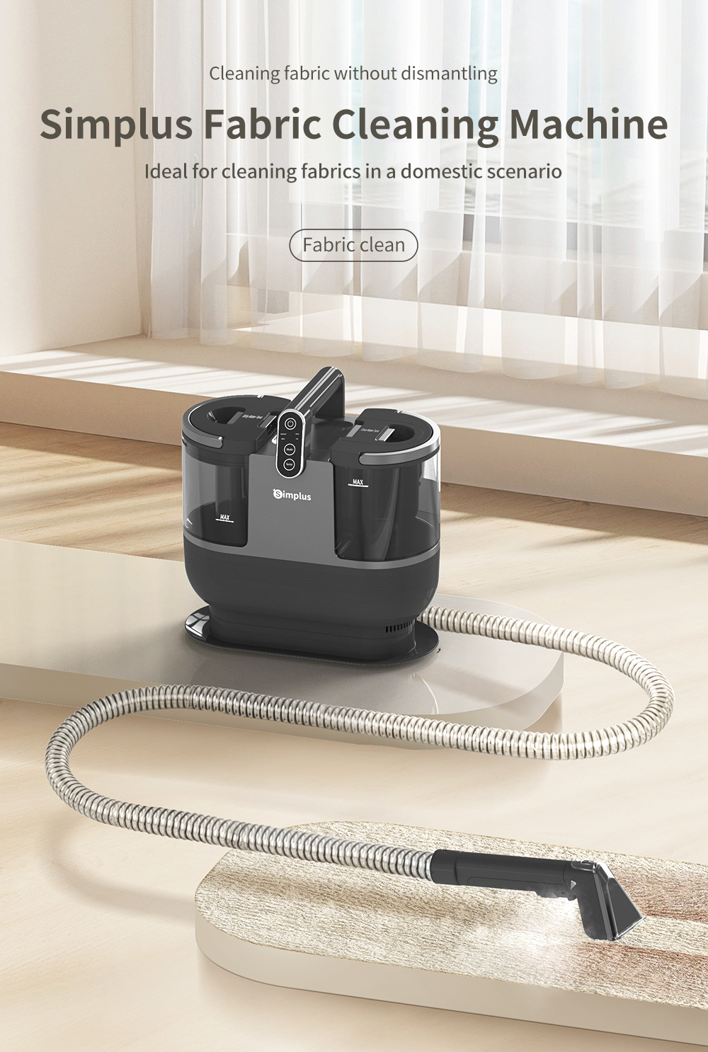 INSSA X Simplus Fabric Cleaning Machine 1.5L Large Water Tank 40℃ & 60 ...