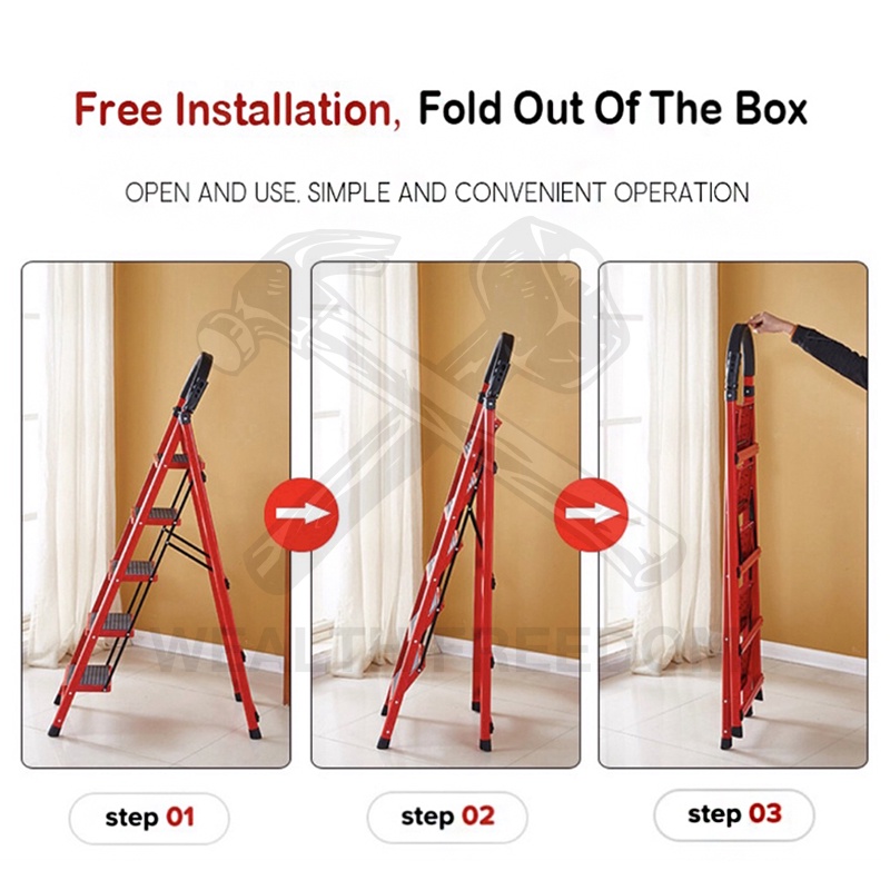 3/4/5/6/7 Step ladder Aluminum ladder Foldable Household heavy duty ...