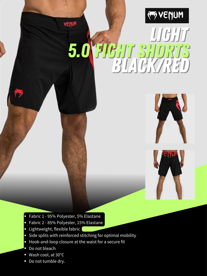 VENUM Light 5.0 Fight Shorts - Black Red | Shopee Philippines
