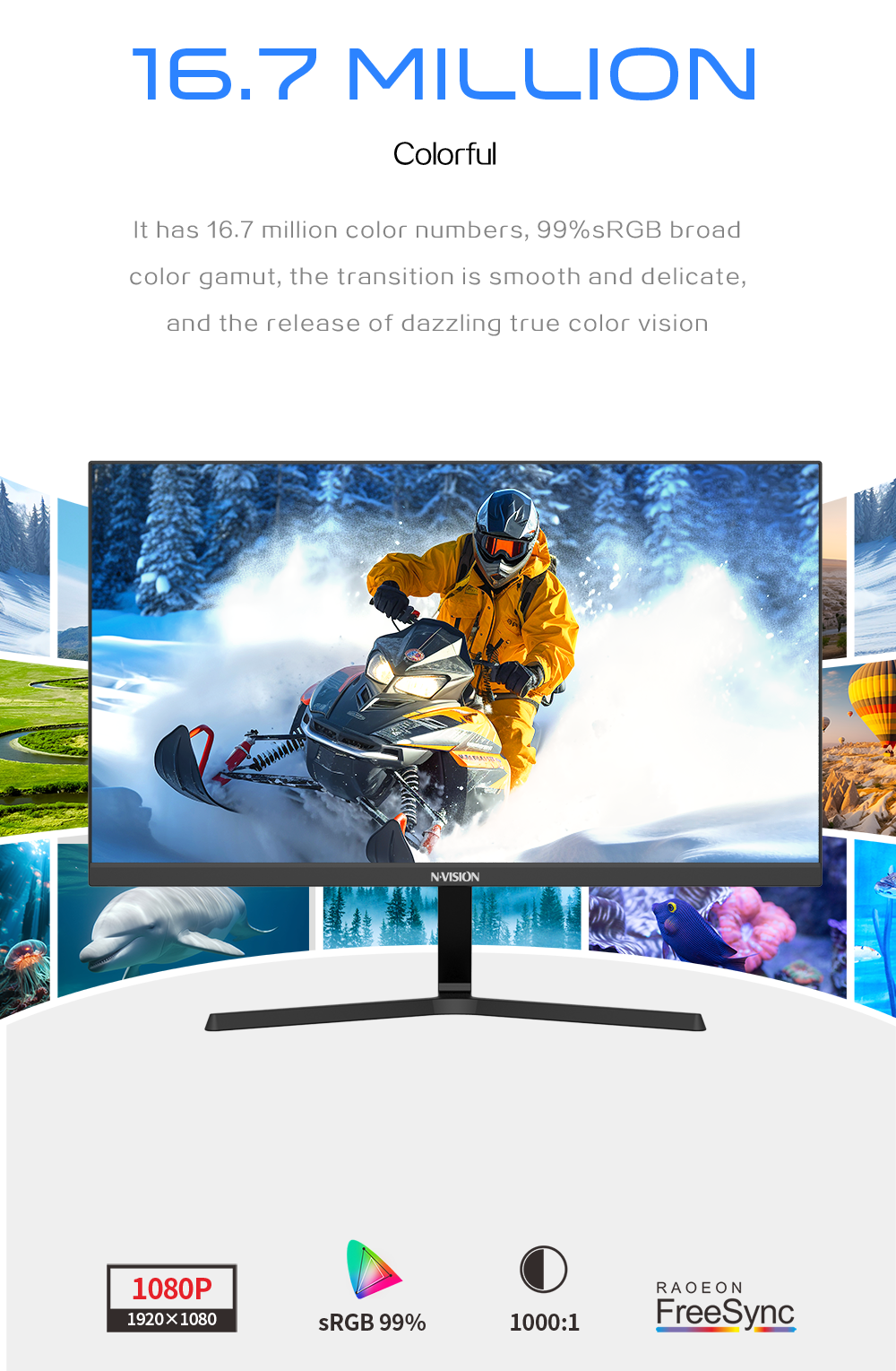 Nvision 22 24 27 Inch IPS Monitor 100Hz Framless FHD Gaming Monitor PC ...