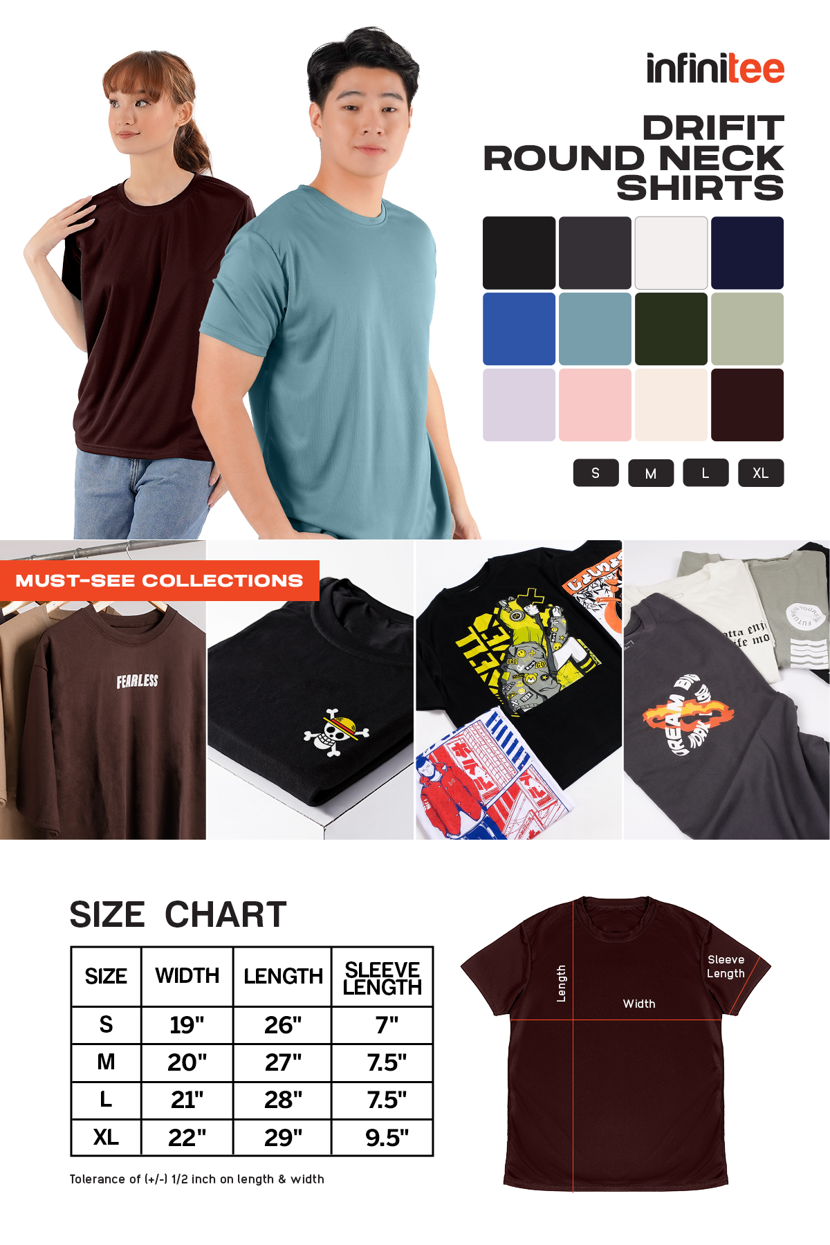 Infinitee Dri Fit Drifit Round Neck T Shirt For Men Women Quick Dry Plain Casual Active Wear ...