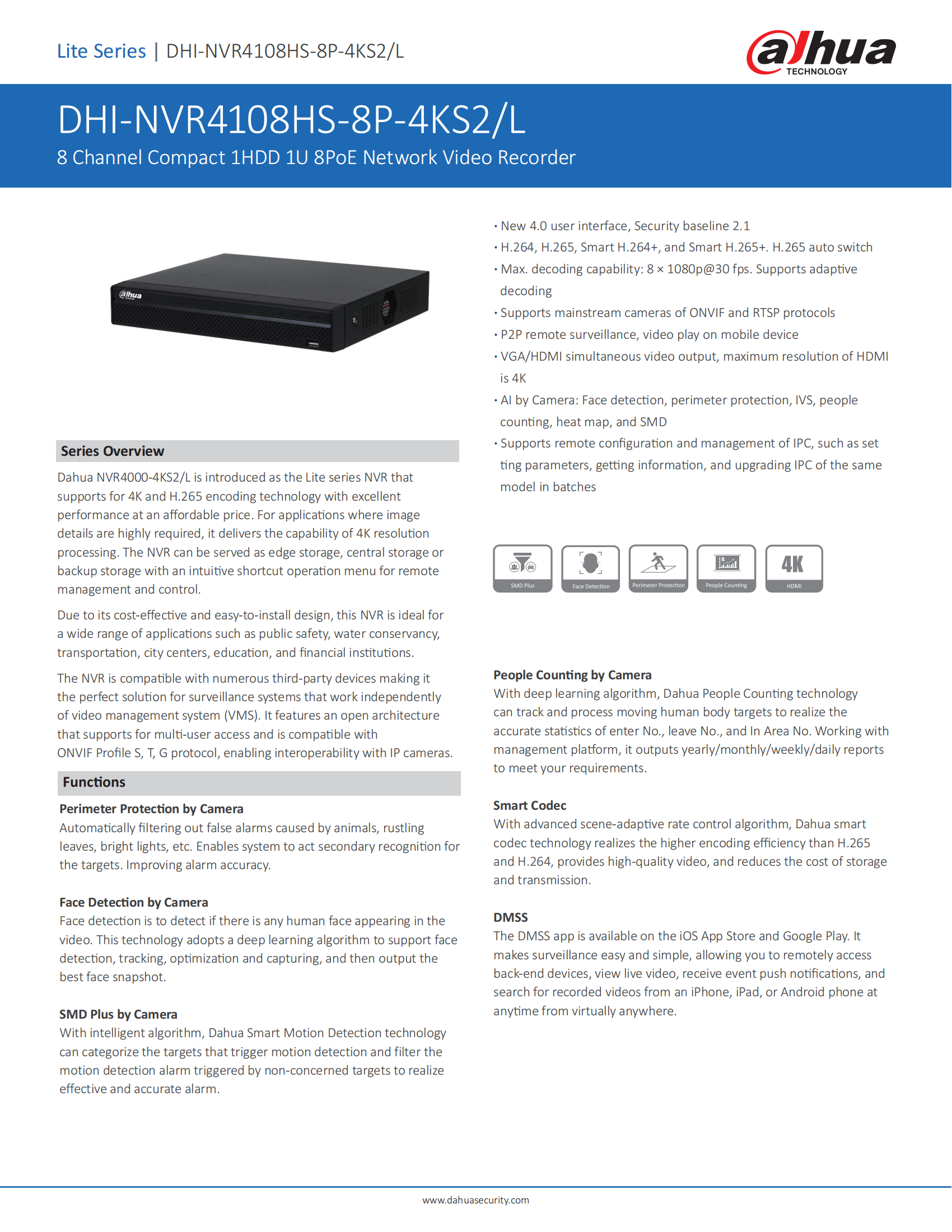 Dahua 4MP IP camera Package FULL Color camera KIT With audio POE IP ...