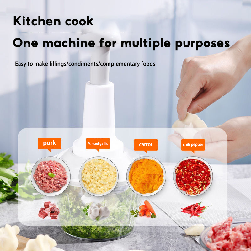 CHIT 1.5L/2L Manual Food Processor Multi-Functional Kitchen Chopper Meat Grinder Vegetable ...