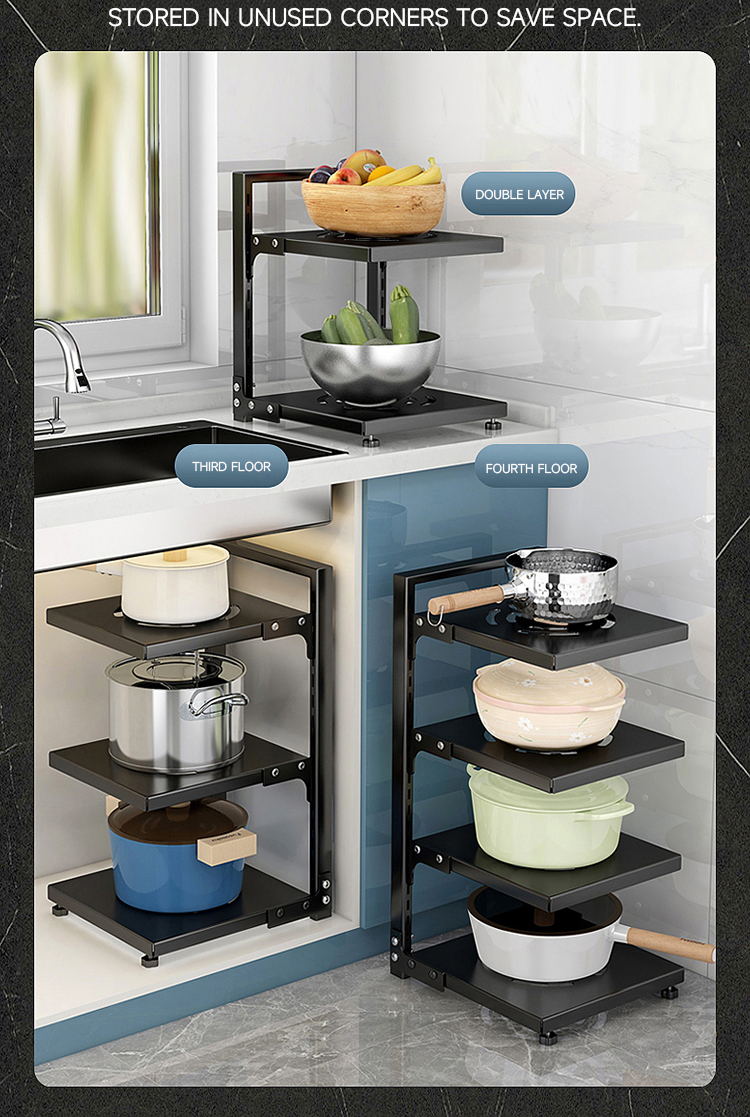Suez 2-7 Layer Kitchen Rack Kitchen Pan Organizer Pot Rack Adjustable ...