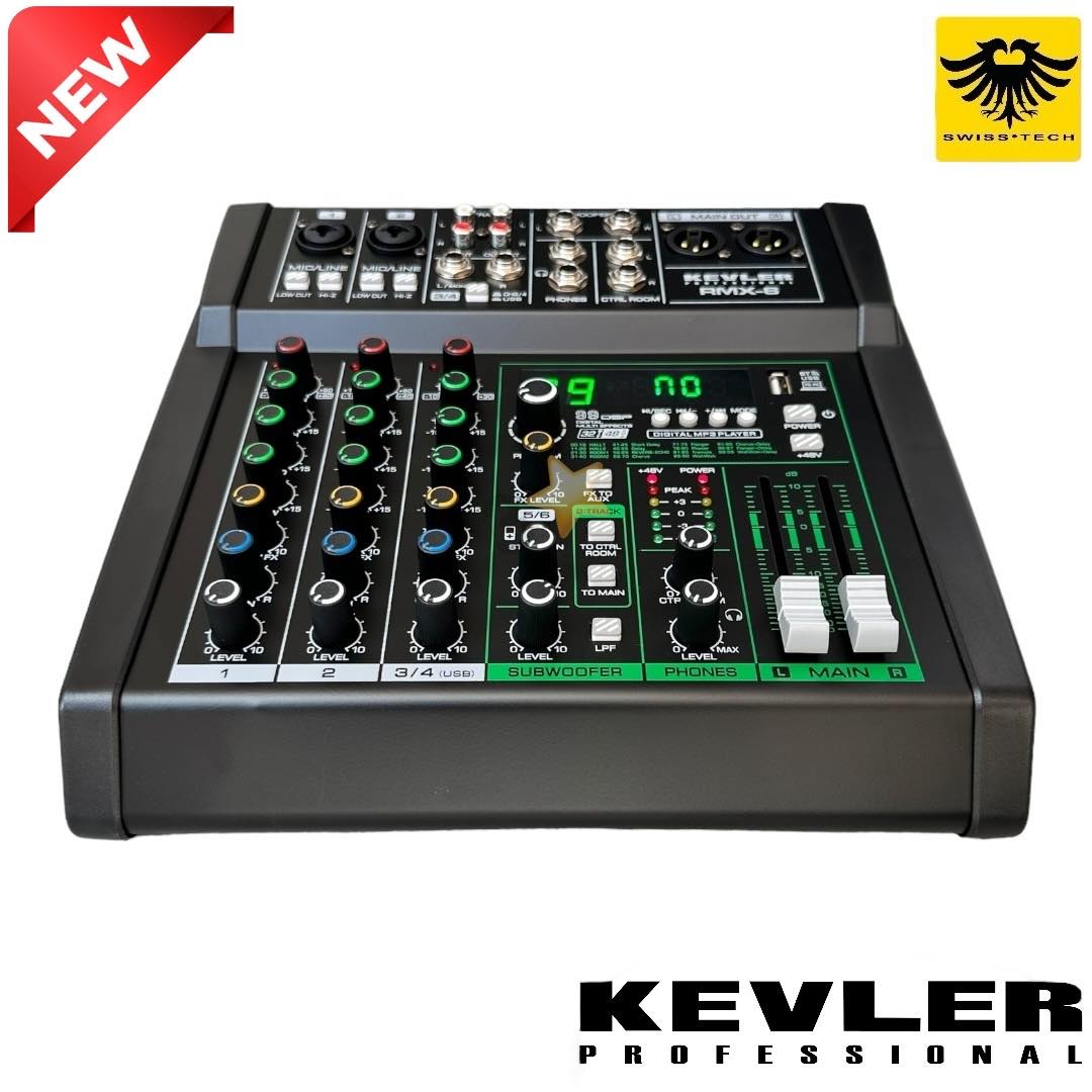 Kevler Professional RMX - 6 6 Channel Compact Mixer with Sub out Audio ...