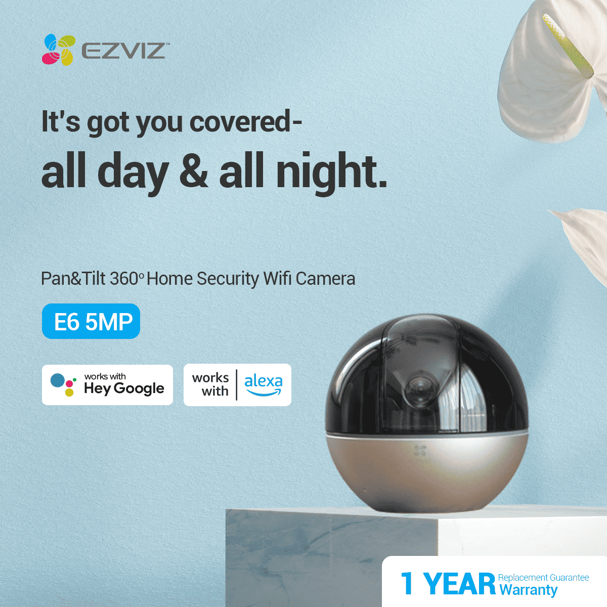 EZVIZ E6 3K/5MP Wifi Camera 360°P&T Indoor CCTV camera Connect ...