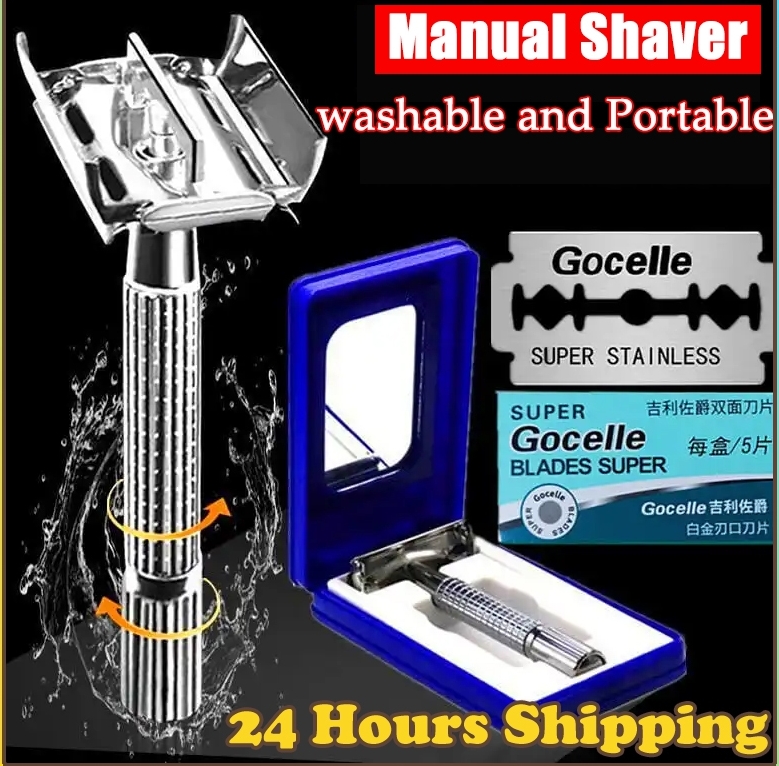 Stainless Steel Razor Shaver for Men Manual Shaver with Blade Safety ...