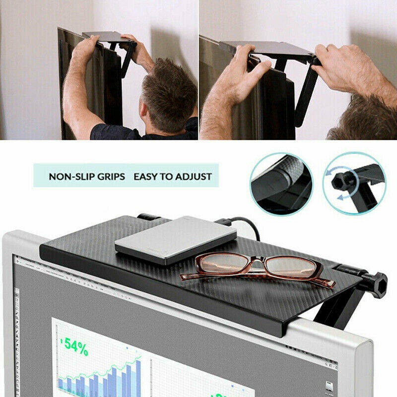 Adjustable Screen Caddy TV Shelf Screen Rack Foldable Holder Mount ...