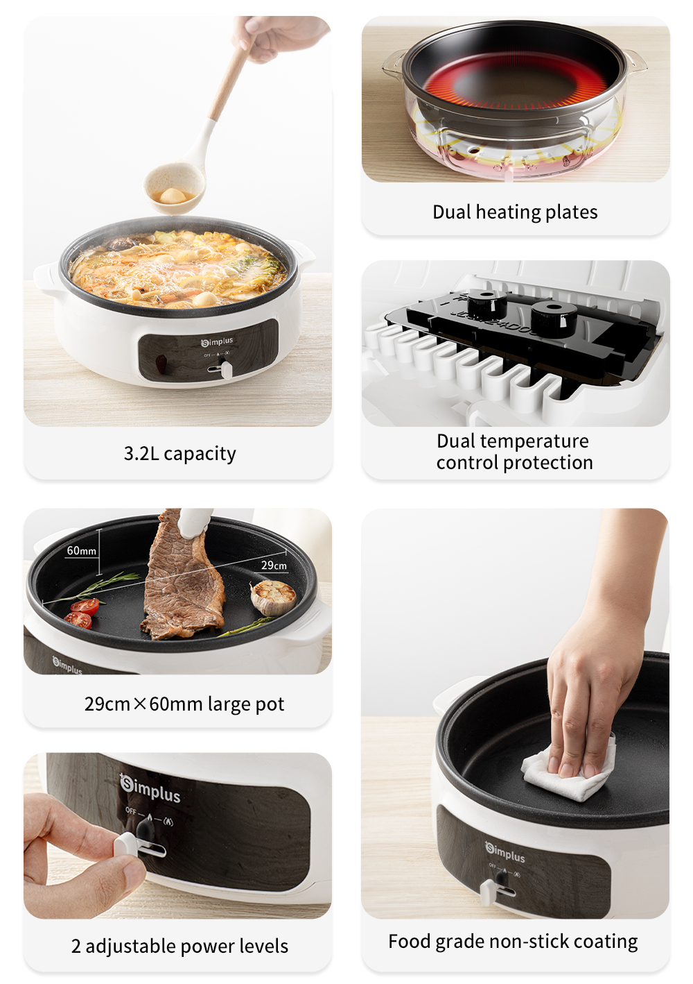 INSSA X Simplus 3.2L/4.2L Multi-function Electric Hot Pot 1300W ...