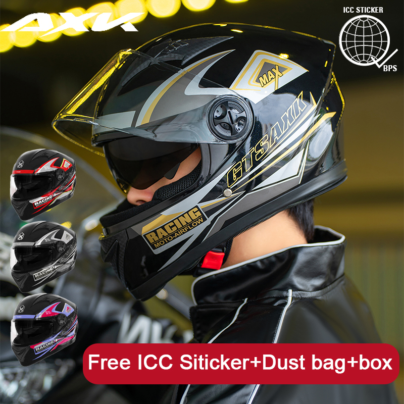 AXK Motorcycle Helmet Full Face Dual Visor 557 Full Series Helmet with ...