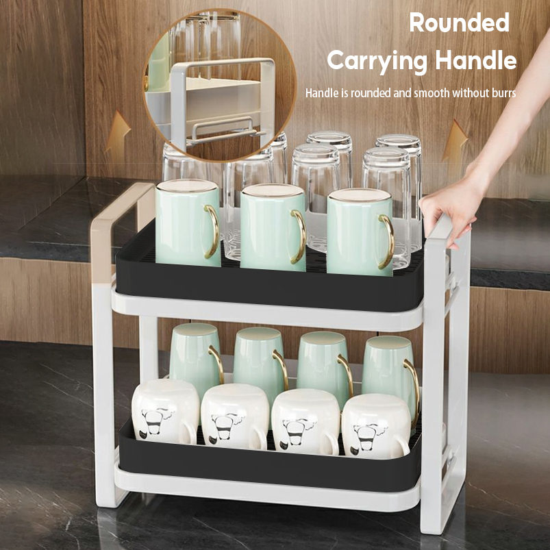 CHIT 1/2 Layers Cup Drying Rack Removable Glass Rack With Drain Tray ...