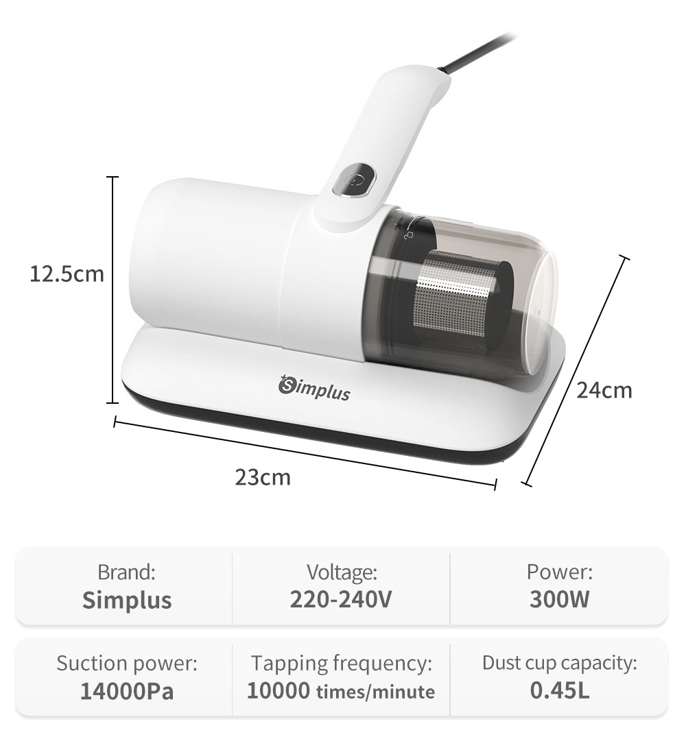 Simplus Dust Mite Vacuum Cleaner For Bed and Sofa With 3-Stage ...