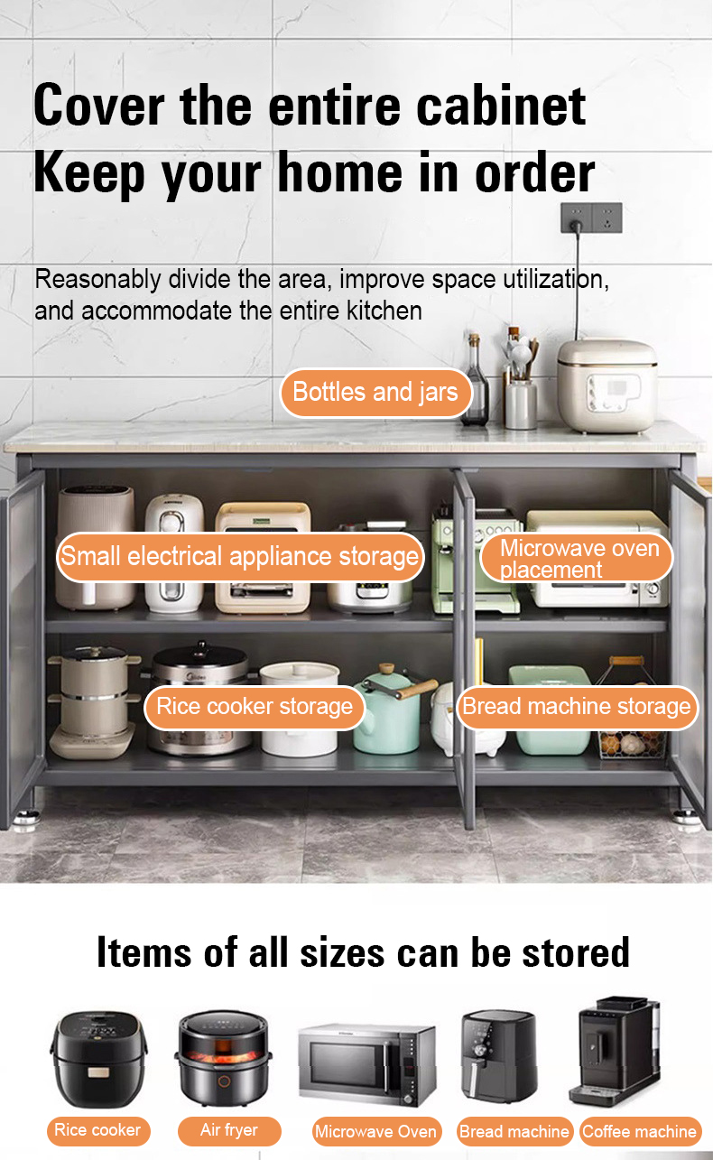 SWG Kitchen Storage Cabinet Sideboard Cupboard Cabon Steel Organizer ...