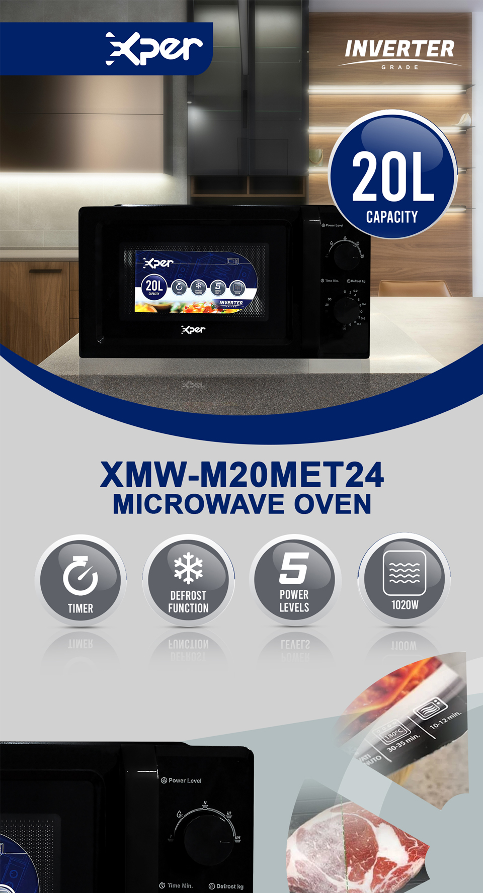 XPER Microwave Oven XMW-M20MET24 Inverter Grade 20L | Shopee Philippines