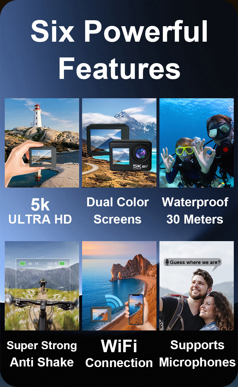 V380 A11 PRO Sports Camera 5K HD Action Camera Underwater 30M ...