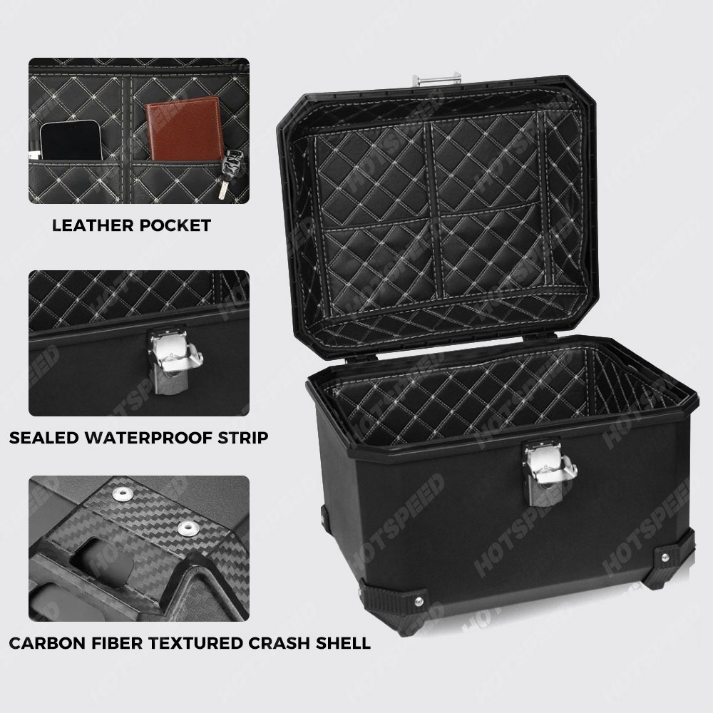 HOTSPEED Top Box 45 Liters For Motorcycle With Bracket Universal Hard ...