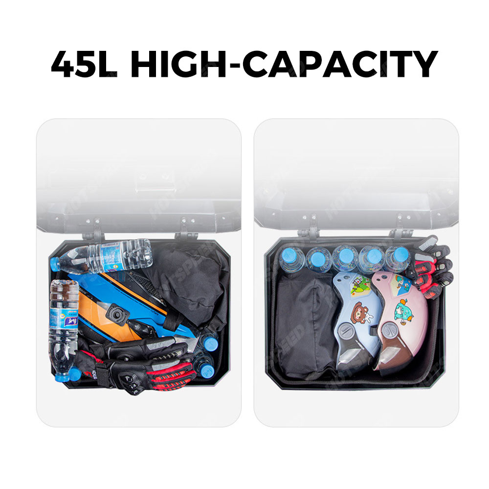 HOTSPEED Top Box 45 Liters For Motorcycle With Bracket Universal Hard ...