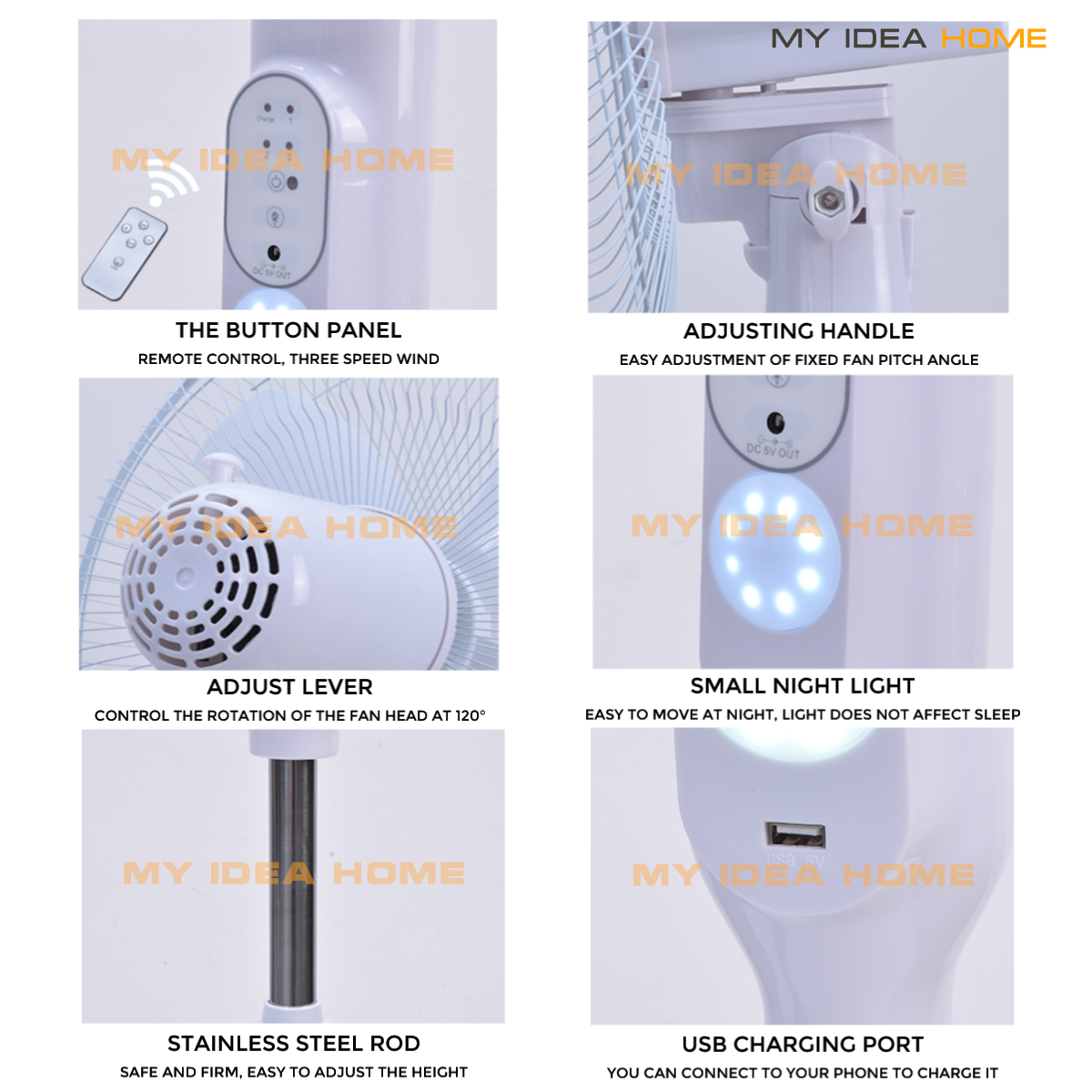 BOSCA Solar Stand Fan 16 inches AC/DC Dual Power Rechargeable Solar ...
