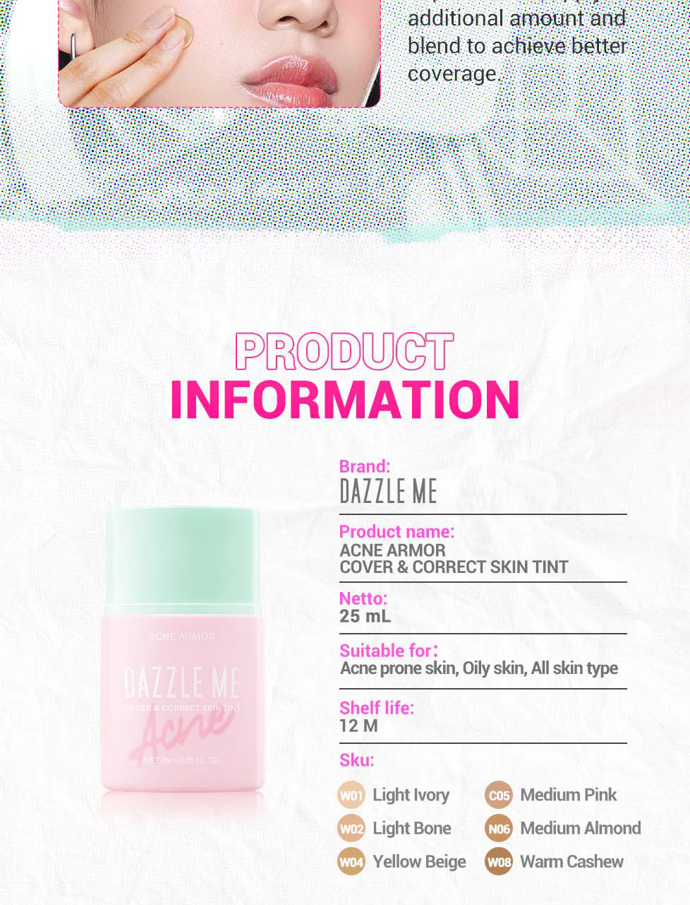 [BESTSELLER!] DAZZLE ME Acne Armor Cover & Correct Skin Tint SPF35 PA++ ...