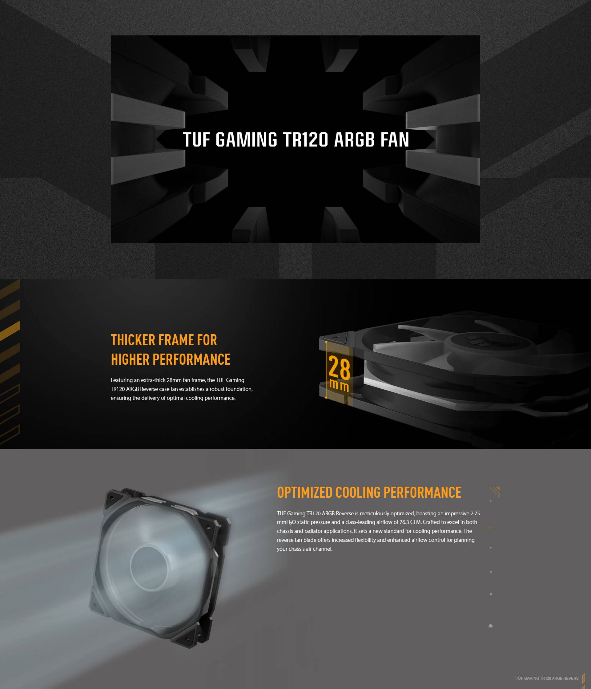 Asus TUF Gaming TR120 ARGB Reverse Fan with Personalized Lighting ...