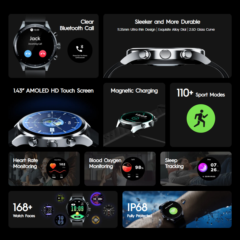 Tecno Watch Pro 2 Smartwatch | 1.43” AMOLED Screen | Clear Bluetooth ...