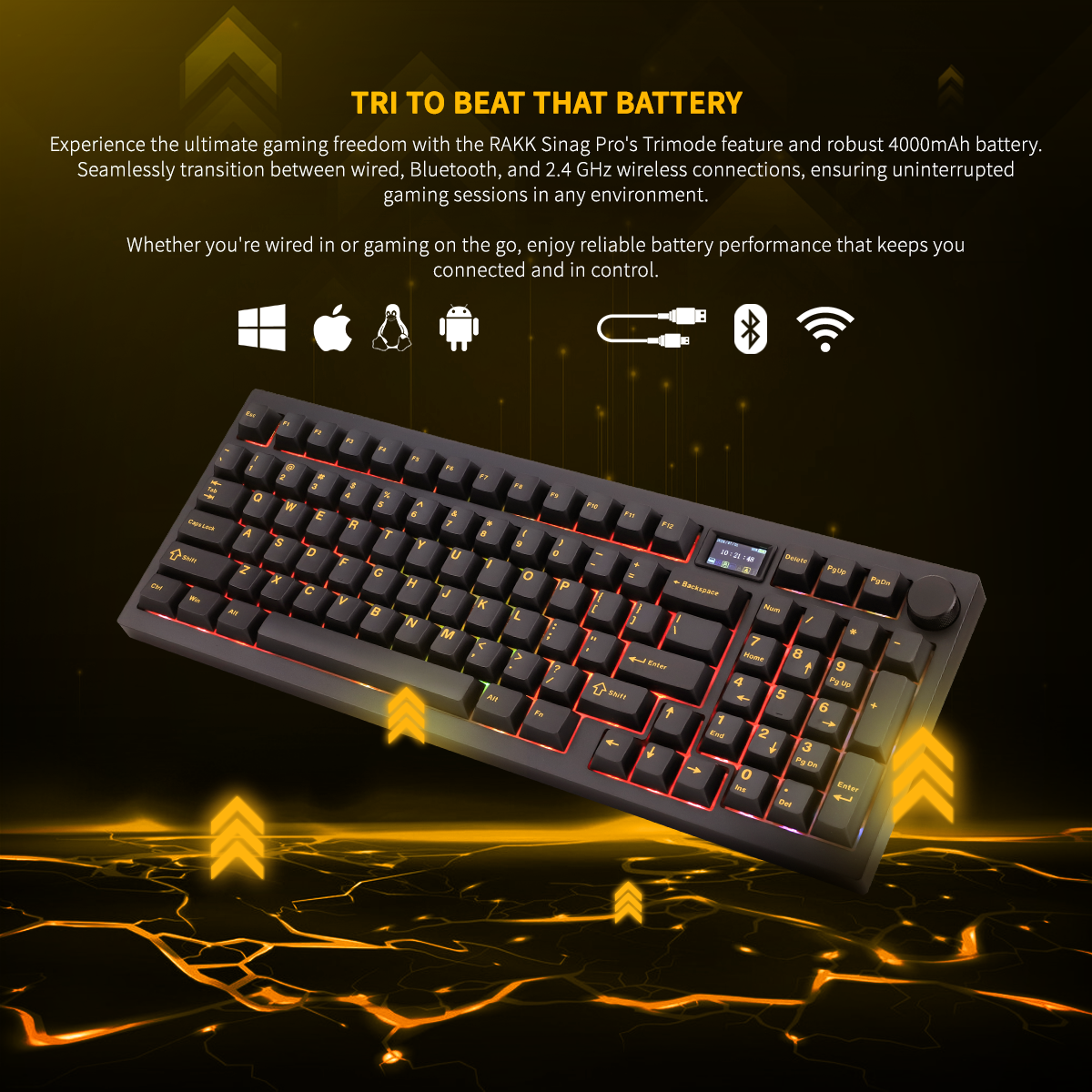 EasyPC | RAKK SINAG PRO Trimode Gasket Mount 1.4" TFT Screen 96 Keys ...