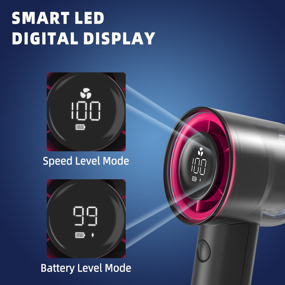 Orashare HF04 Mini High Speed Fan With LED Display 100 Gear Wind Speed ...