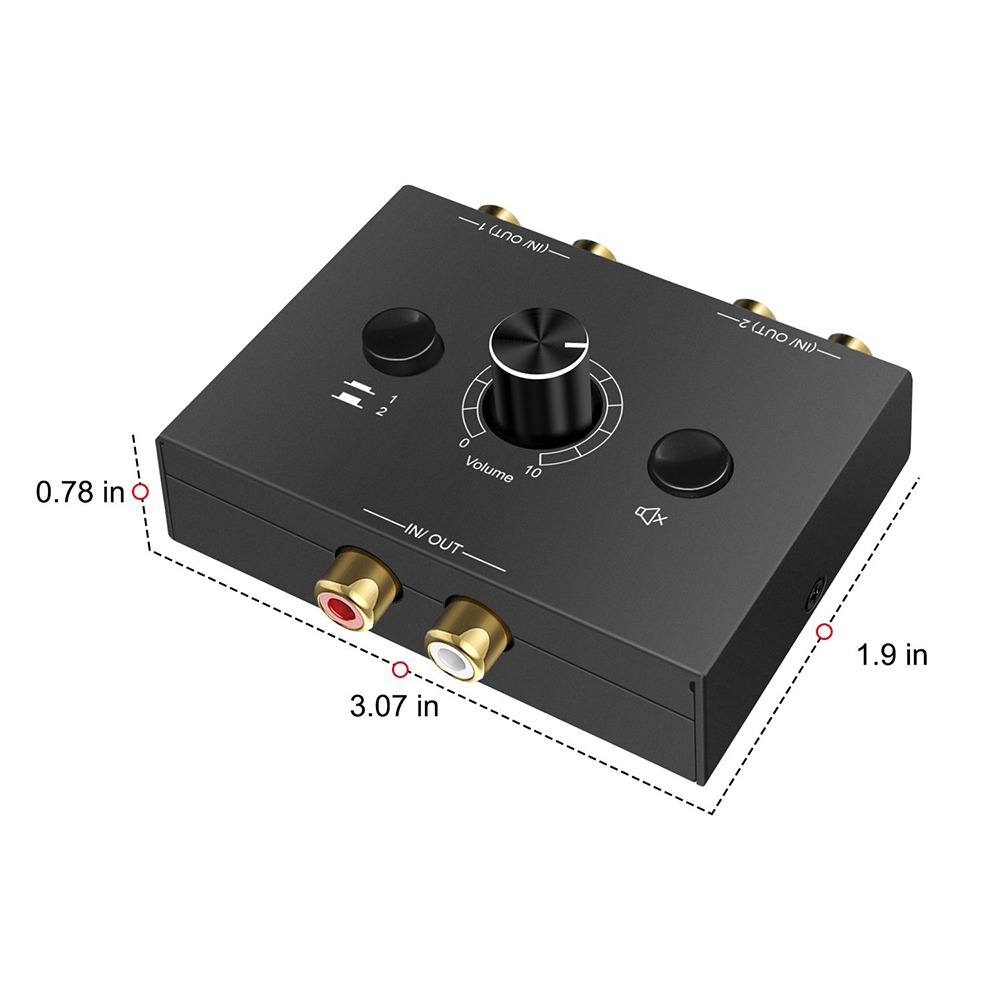 Audio Switcher Splitter Bi-Directional Audio Switcher With Mute Button ...
