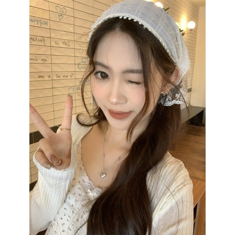 Women Lace Turban Head Kerchief Floral Hair Bandana Triangle Headwear ...