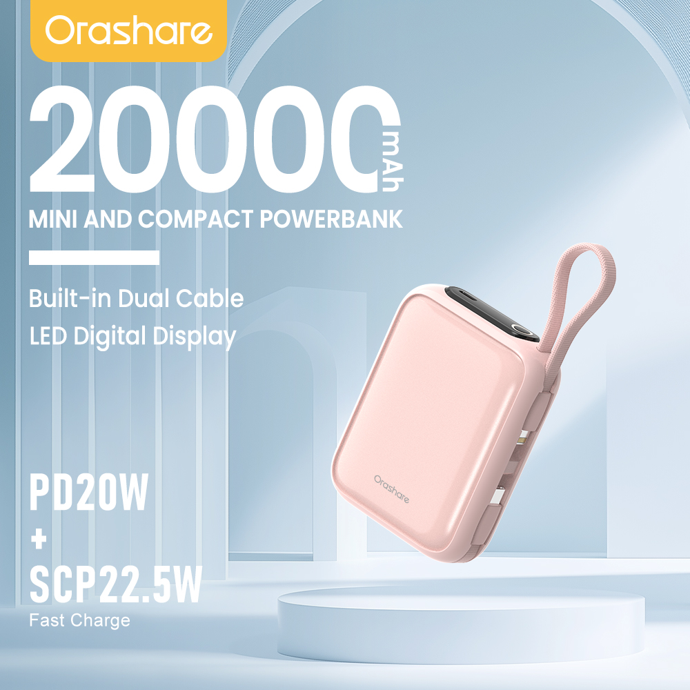 Orashare PCM20 Mini Powerbank 20000mAh Built In Dual Cable 22.5W Fast ...