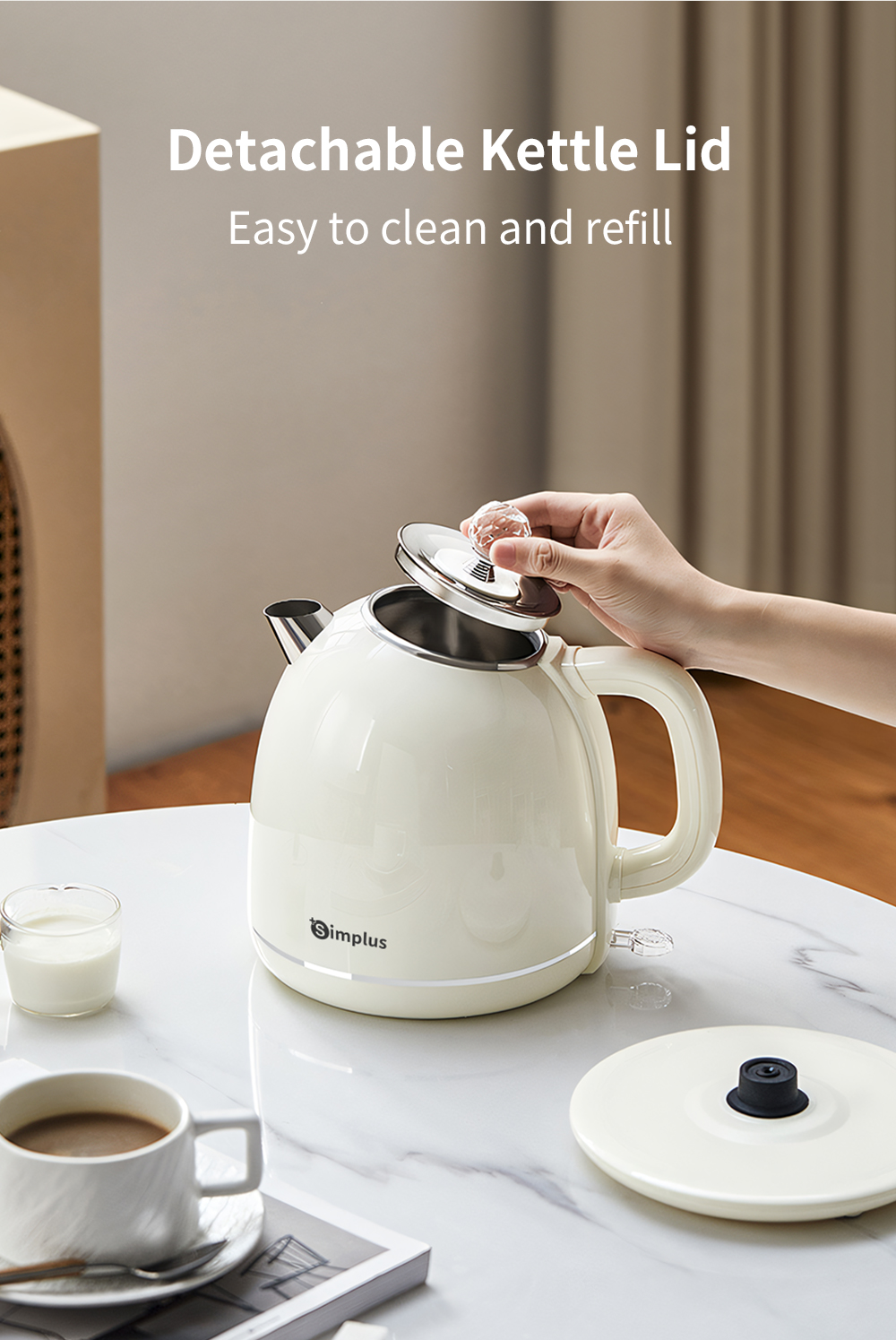 SimplusPink European Retro Electric Kettle Double Layer Anti-scald 1.7L ...