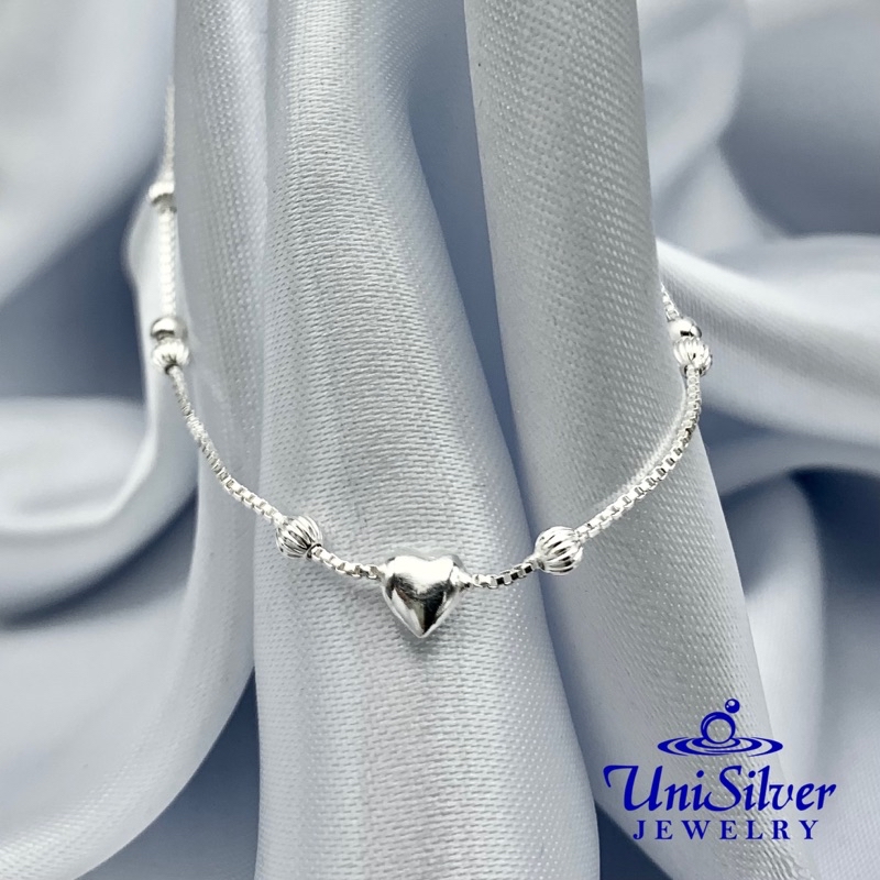 Unisilver 925 Sterling Silver Charmed Bracelet For Women 1MM, 7" Inches ...