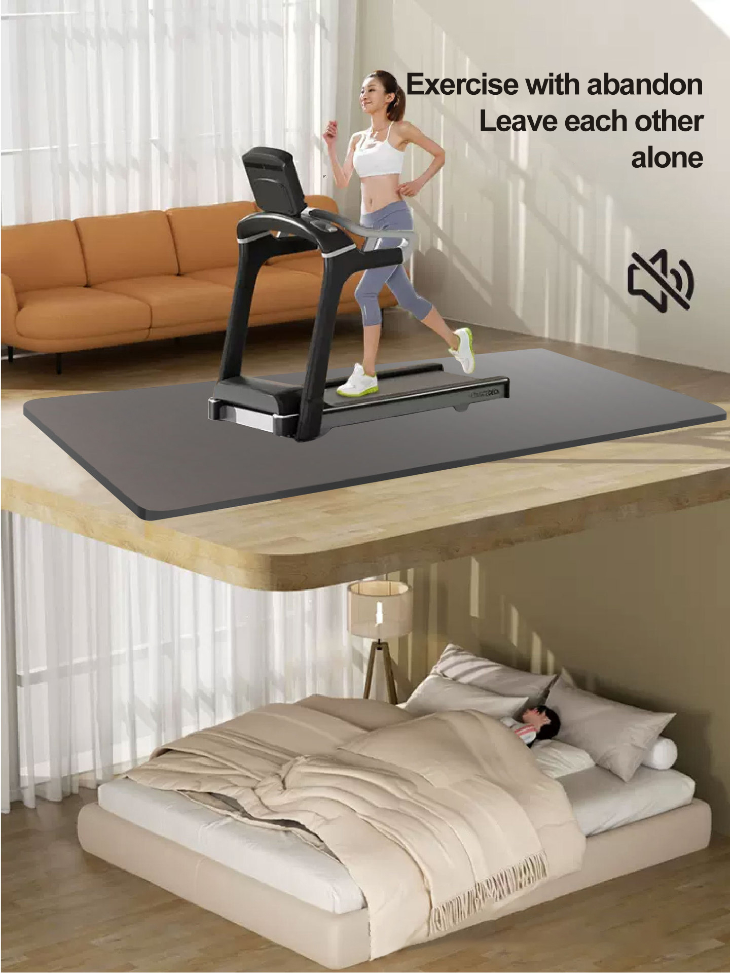 Treadmill shock-absorbing pads，160*70CM treadmill mats protect the ...