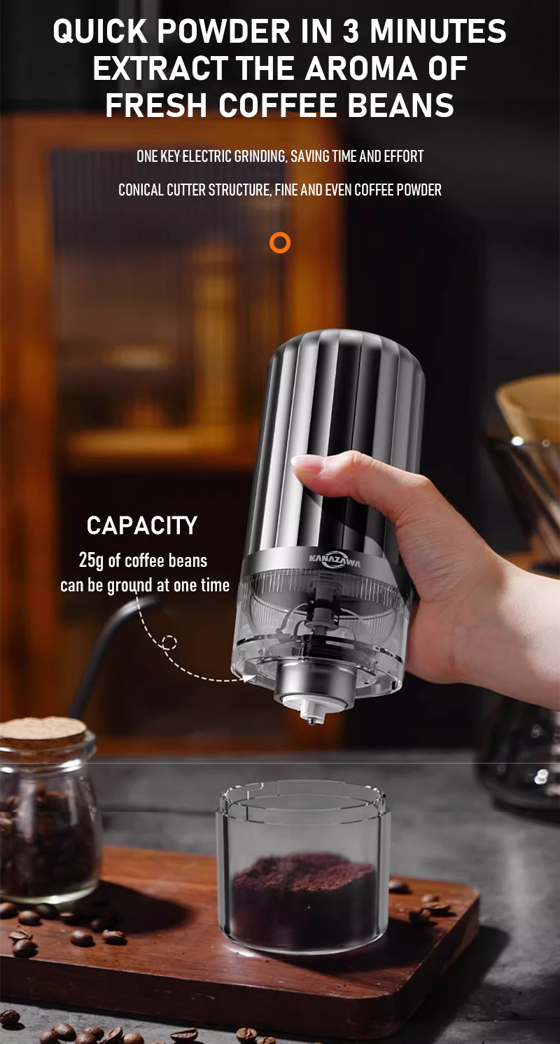 KANAZAWA Portable Coffee Grinder Type-C Rechargeable Electric ...