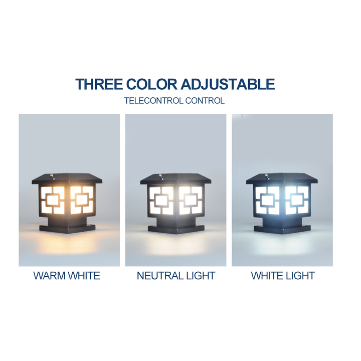 Solar Gate Pillar Light Solar post light LED 4 Tricolor Outdoor Lamp ...