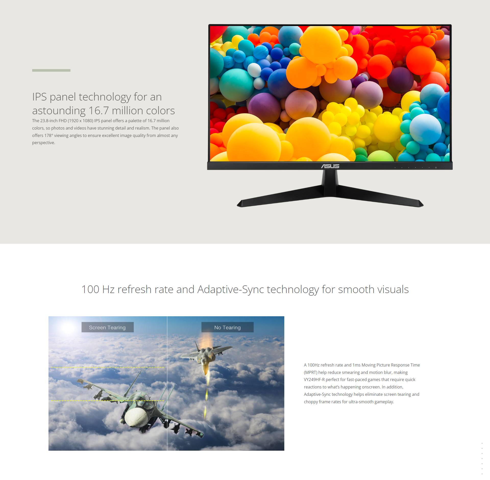 Asus VY249HF-R 24" FHD IPS Technology 1ms 100Hz Adaptive Sync Eye Care ...