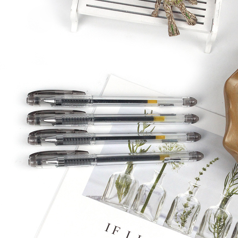 12pcs Sign Pens 0.5mm Boil Gel Black Ink Pen Smooth Writing School ...