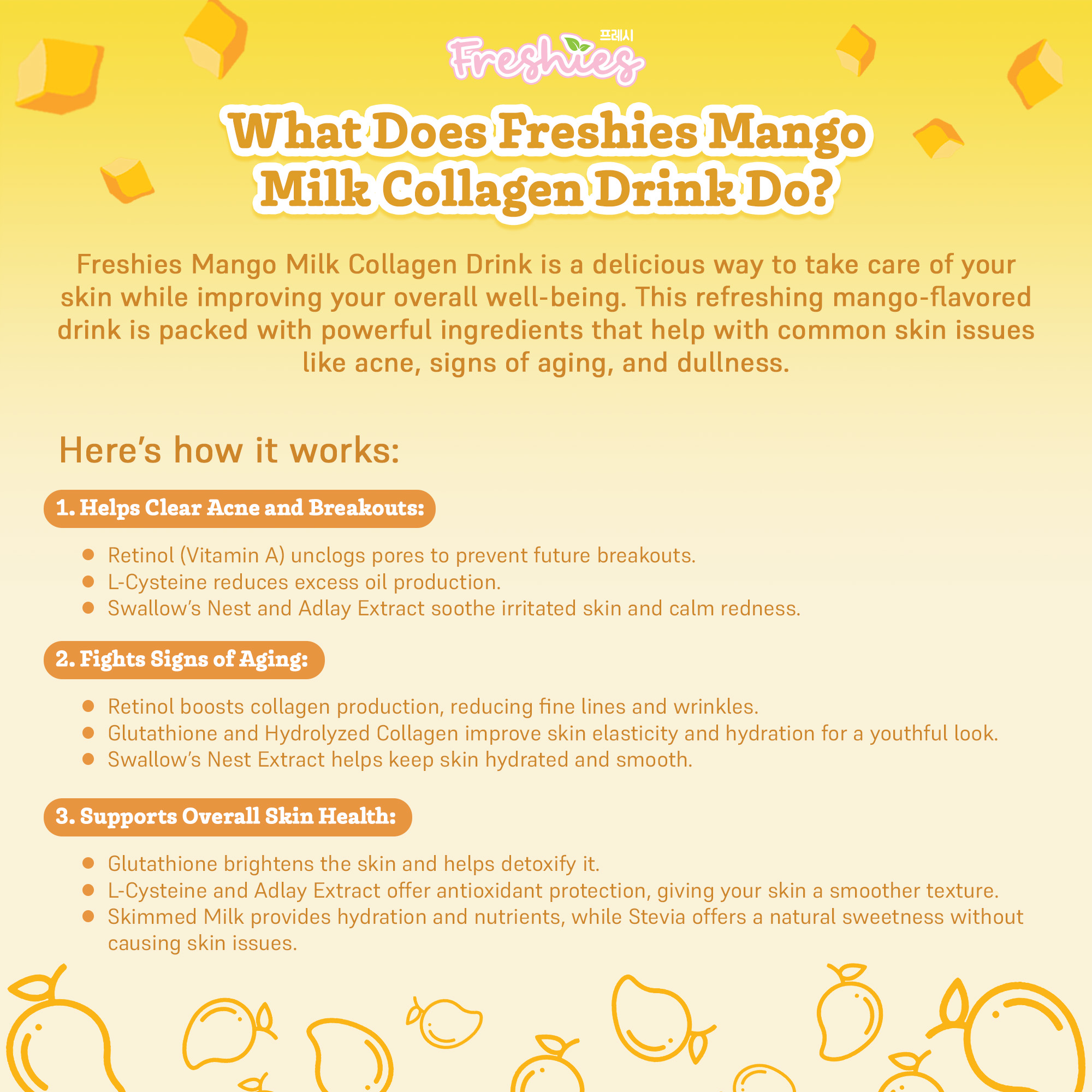 Freshies Mango Milk Collagen Drink With Retinol And Glutathione Anti ...