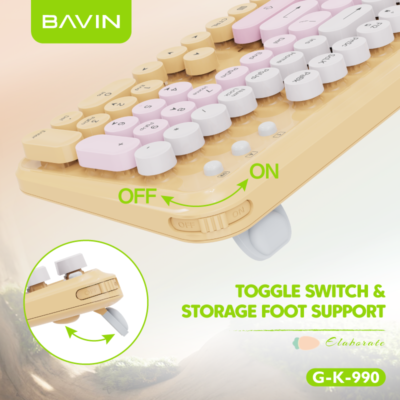 BAVIN K990 2.4G Cute Stylish Wireless Keyboard and mouse Compatible for ...