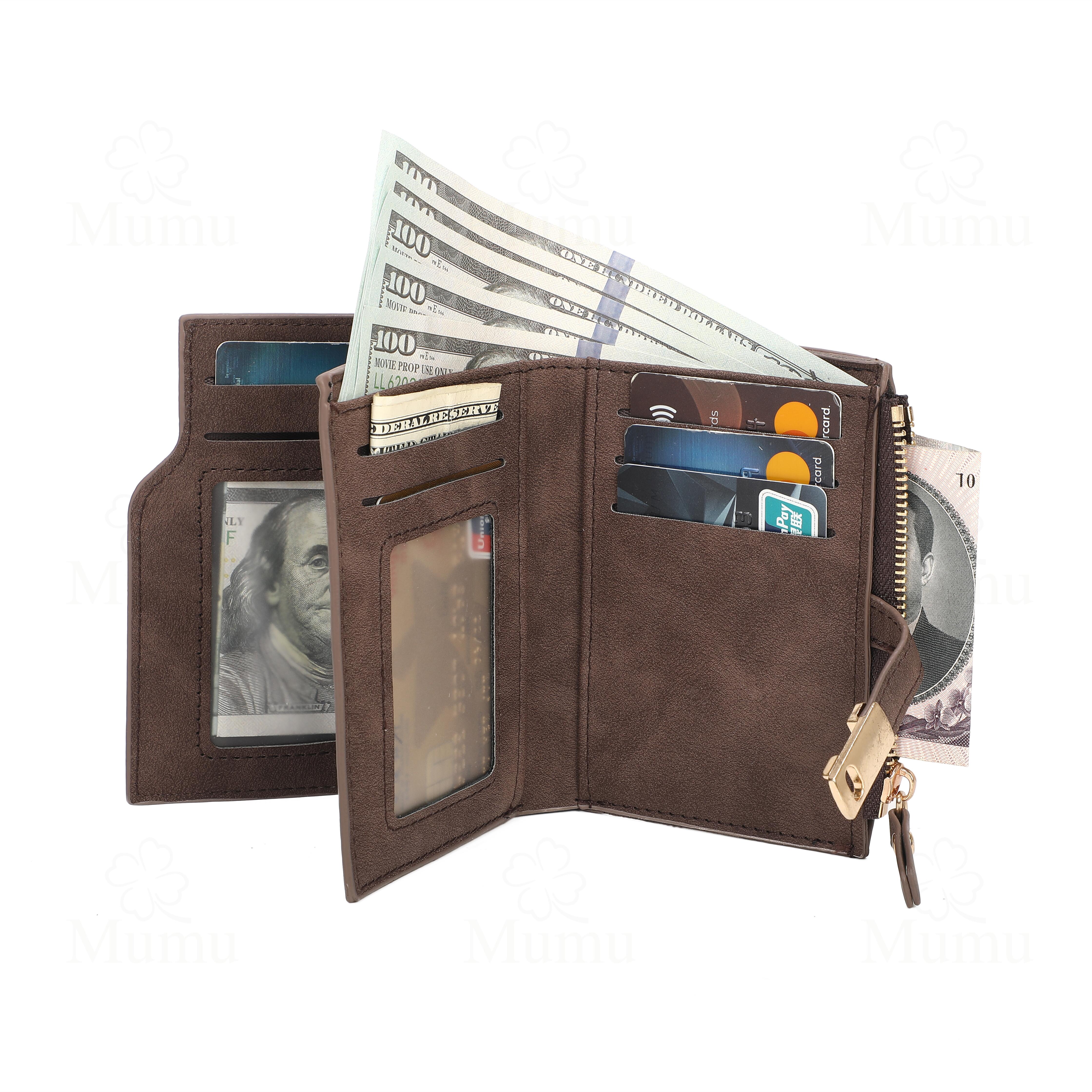 Mumu 1001 Man Leather Magnetic Buckle Quality Card Holder Female Men ...